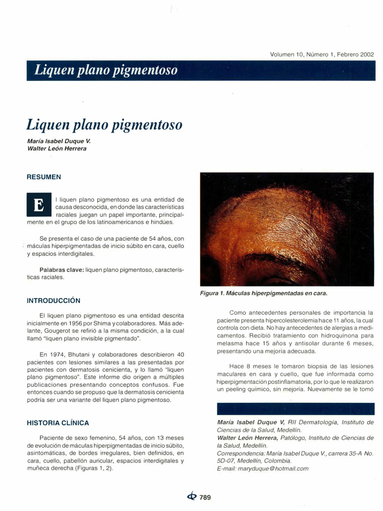 Admin,+liquen Plano Pigmentoso | PDF | Medicina CLINICA | Dermatología
