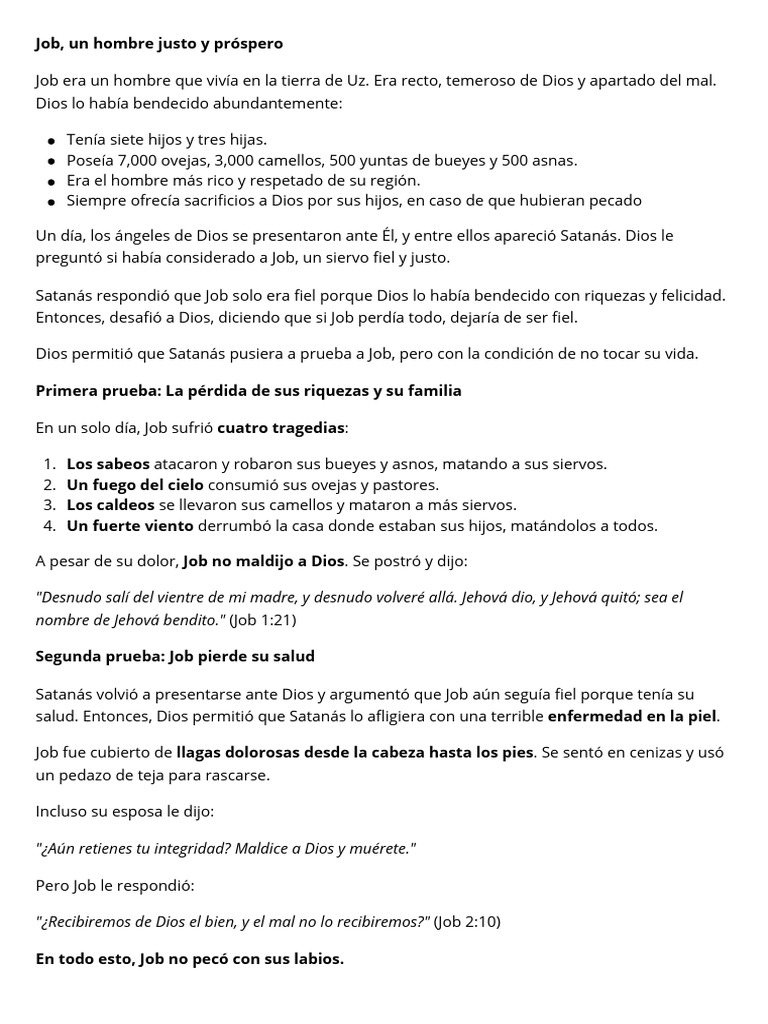 Job, un hombre justo y próspero | PDF | Libro de trabajo