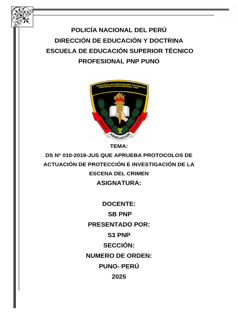 Protocolo DS 010-2018-JUS en Crimen | PDF | Ciencia forense | Policía
