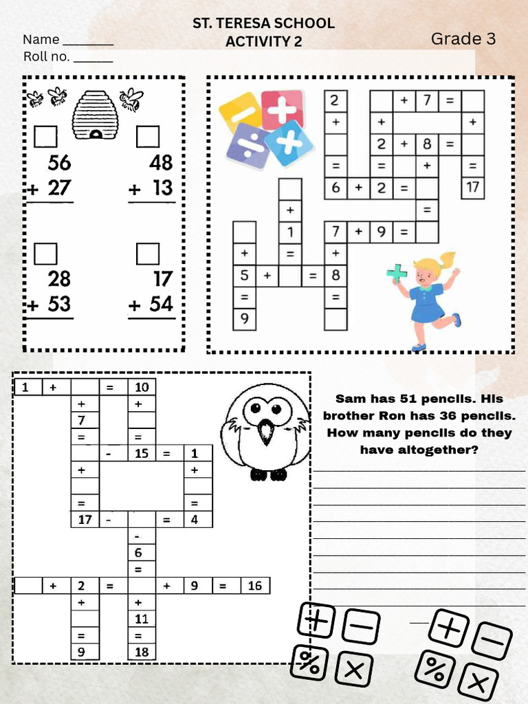 Grade 3 Math Activity Sheet | PDF