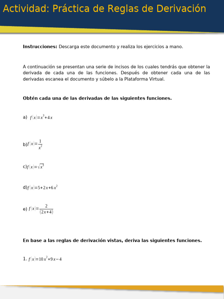 A Practica Reglas Derivacion | PDF
