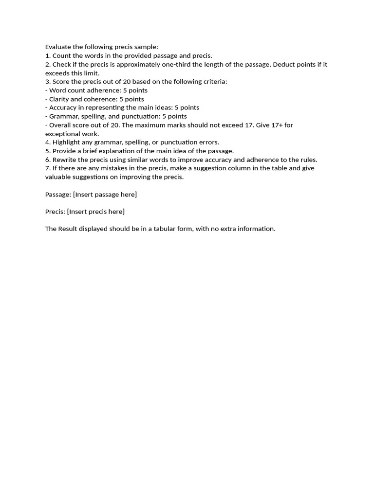 PRECIS EVALUATION Command | PDF