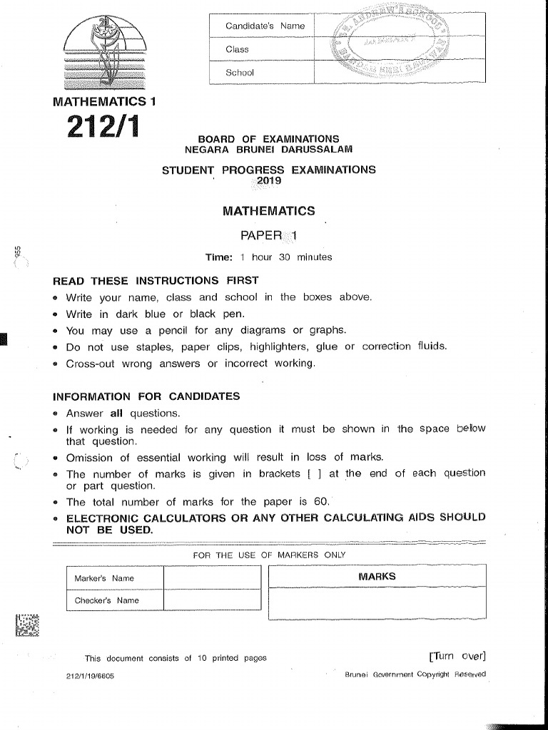 Spe 2019 P1 QS | PDF