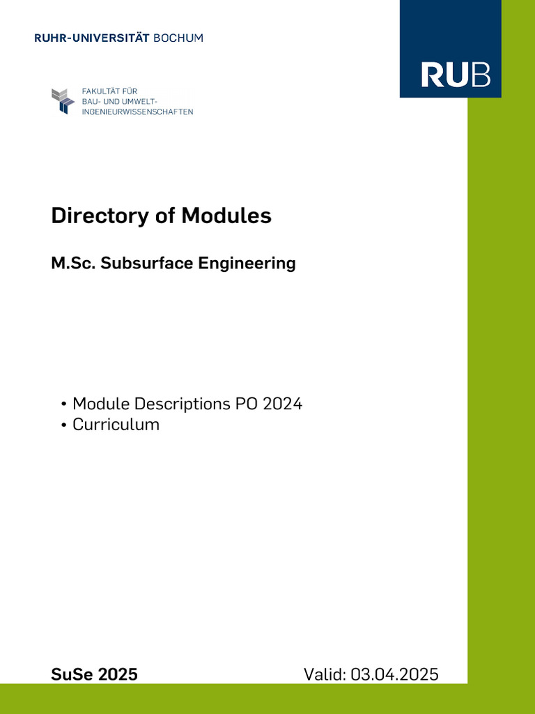MSC Subsurface Engineering SoSe25 | PDF | Geotechnical Engineering ...