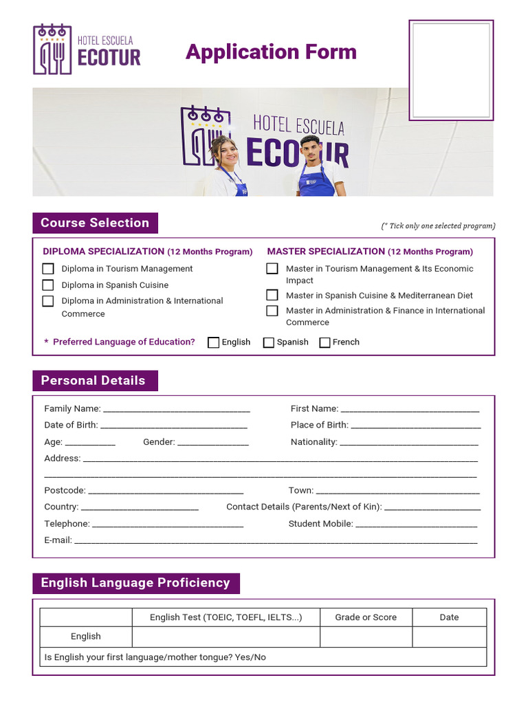 Course Application Form for Diploma & Master | PDF