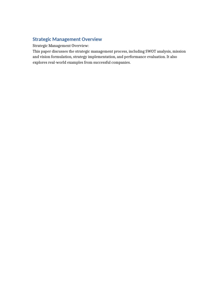 Strategic Management Process Explained | PDF