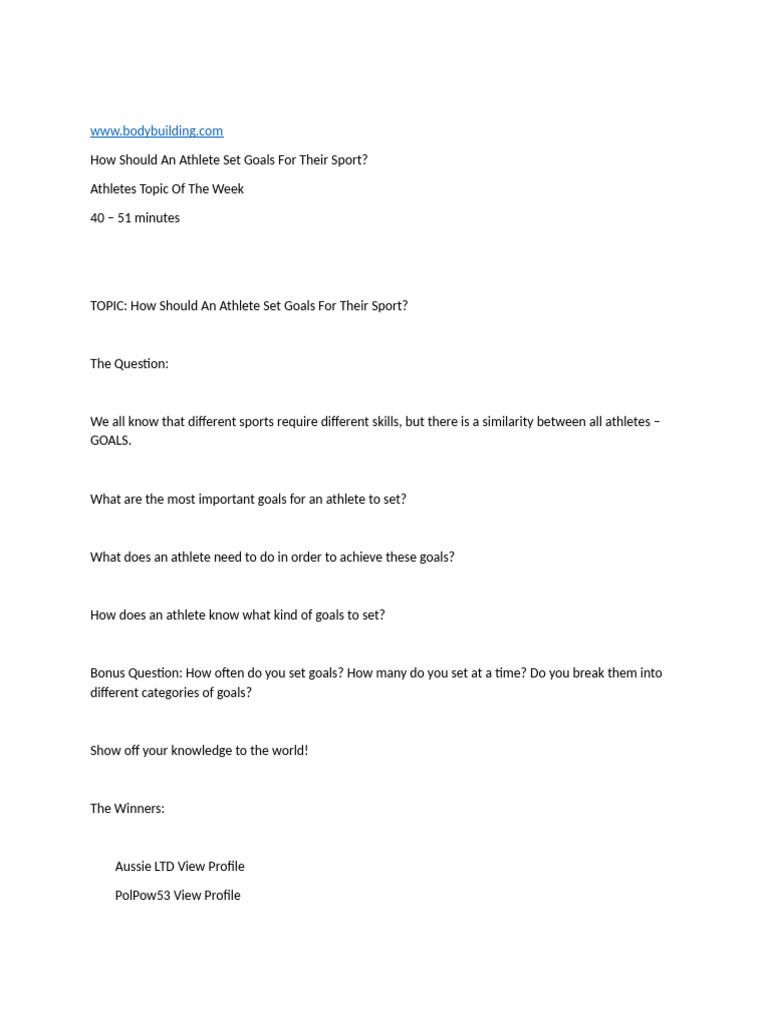 ?athlete Set Goals For Their Sport | PDF | Disciplines | Goal