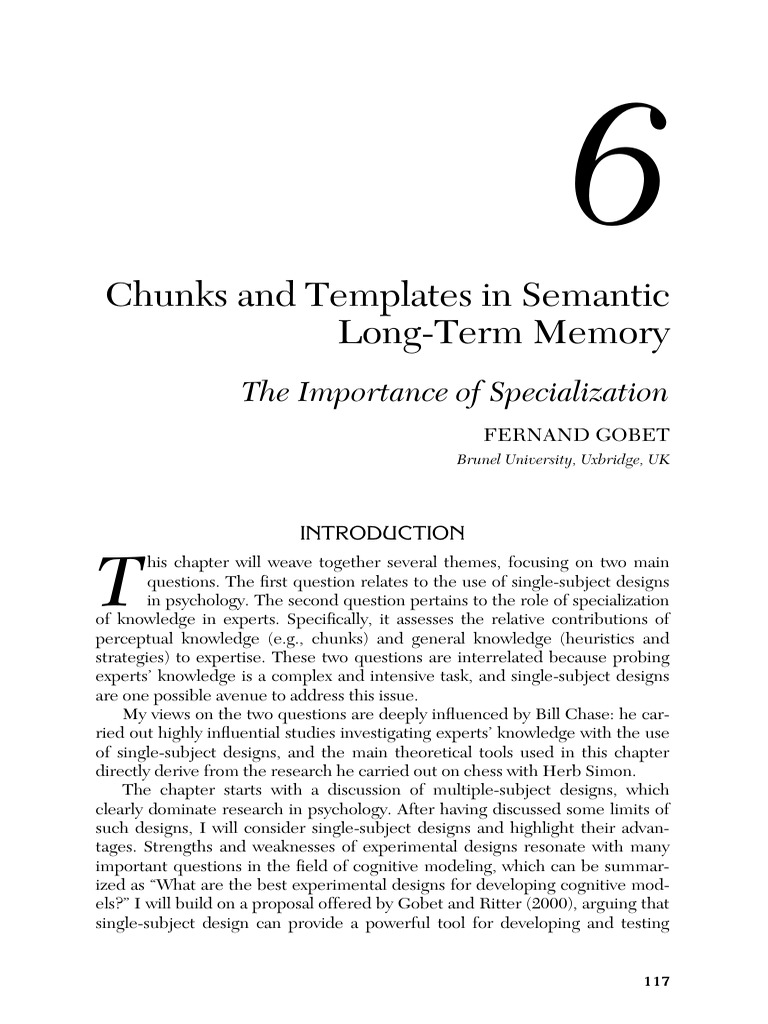 6 Chunks and Templates in Semantic Long-Term Memory The Importance of ...