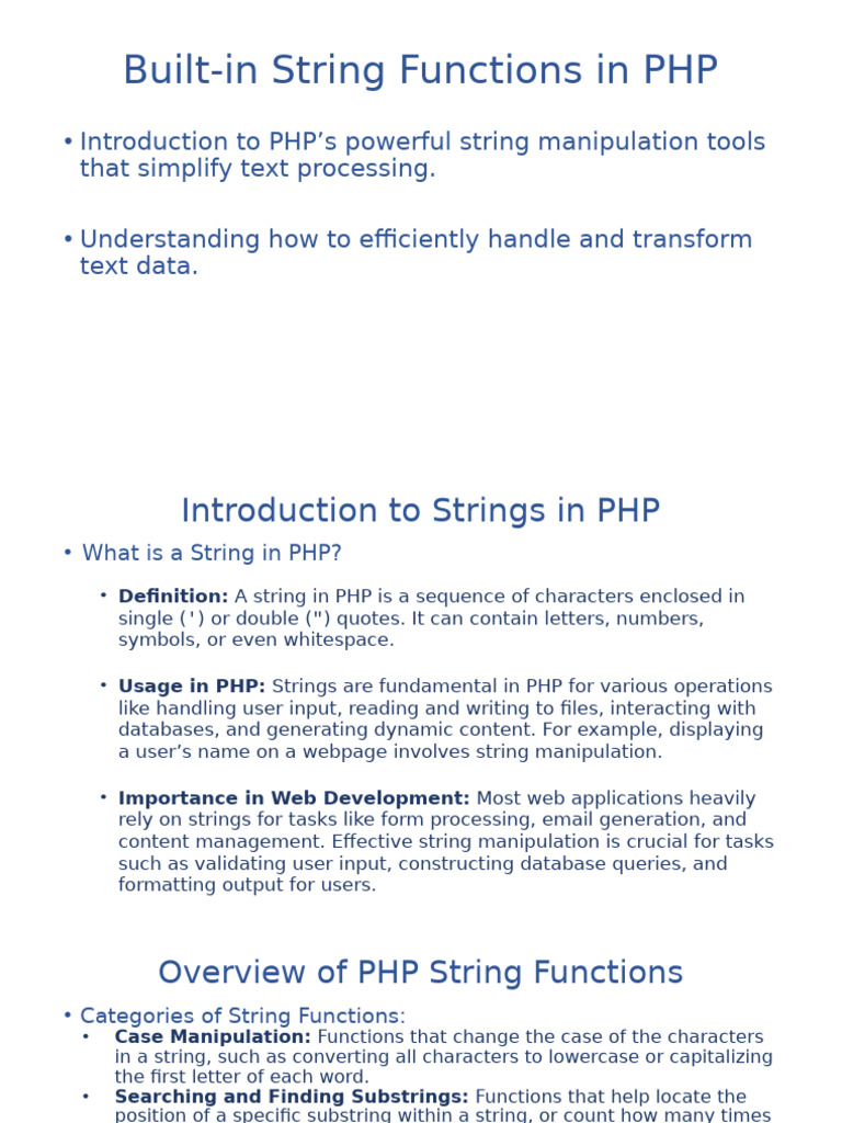 Built In String Functions In Php Pdf String Computer Science Php 5790