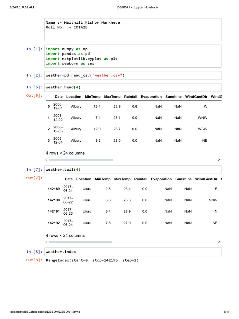 DSBDA1 - Jupyter Notebook | PDF | Continuum Mechanics | Physical Phenomena