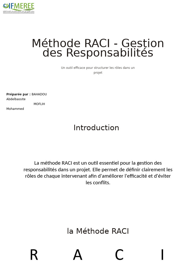 Méthode RACI - Gestion Des Responsabilités | PDF