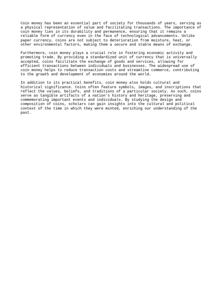 The importance of the coin money | PDF