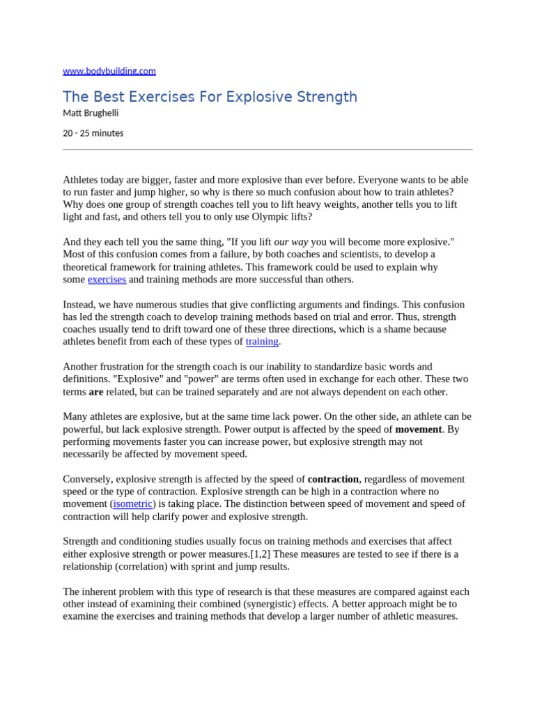Explosive Strength Training Essentials | PDF | Muscle Contraction ...