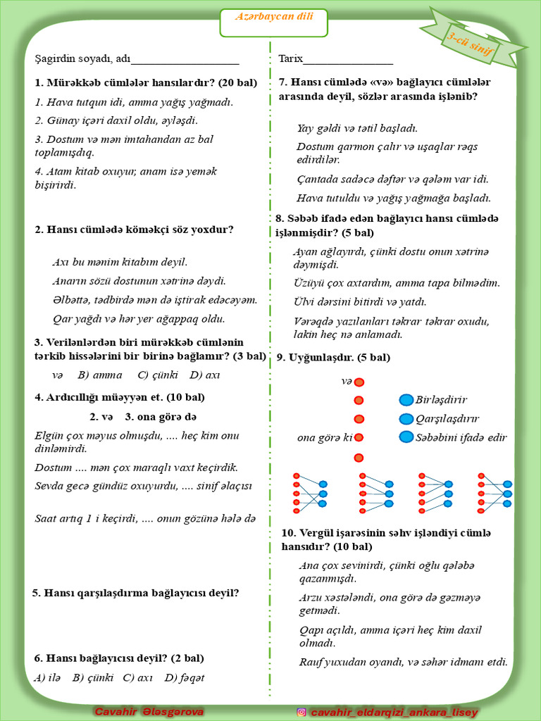 Azərbaycan Dili KSQ 6 3-Cü Sinif (Cavahir Əlsəgərova) | PDF