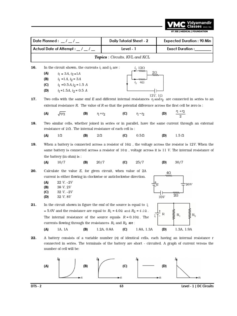 DC Circuit - Level-1-DTS-2 | PDF | Voltage | Series And Parallel Circuits