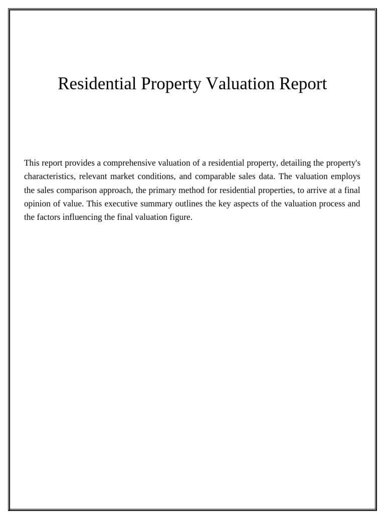 Residential Property Valuation Report | PDF | Real Estate Appraisal ...