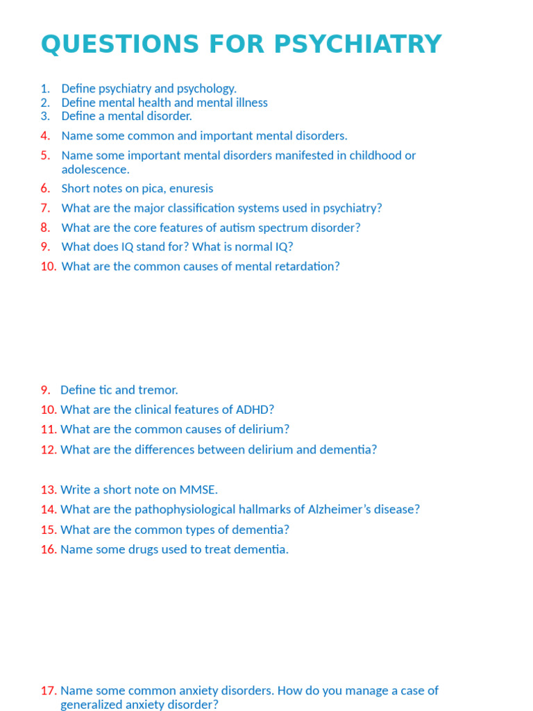 Key Questions in Psychiatry Explained | PDF | Mental Disorder ...