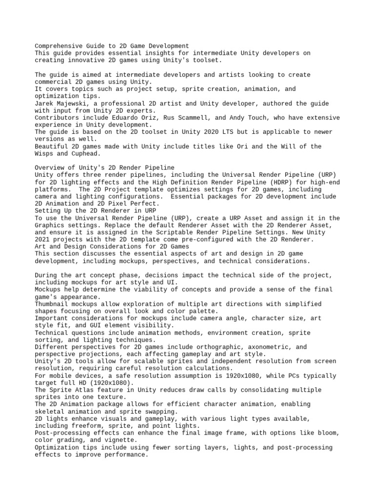 Comprehensive Guide To 2D Game Development | PDF | 2 D Computer Graphics | Rendering (Computer ...