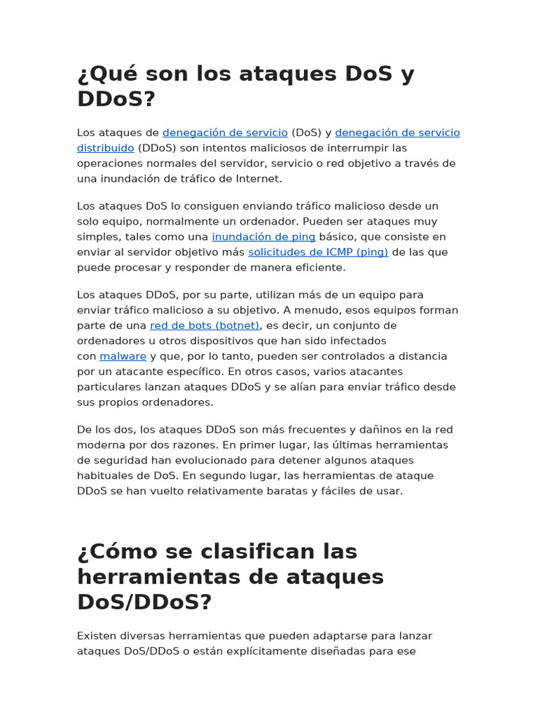 Qué Son Los Ataques DoS y DDoS | PDF | Ataque de denegación de servicio ...