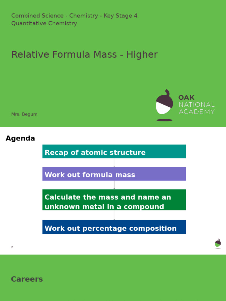 Relative Formula Mass (Higher) - Presentation | PDF | Calcium ...