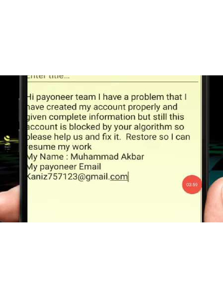 Blocked PayOneer | PDF