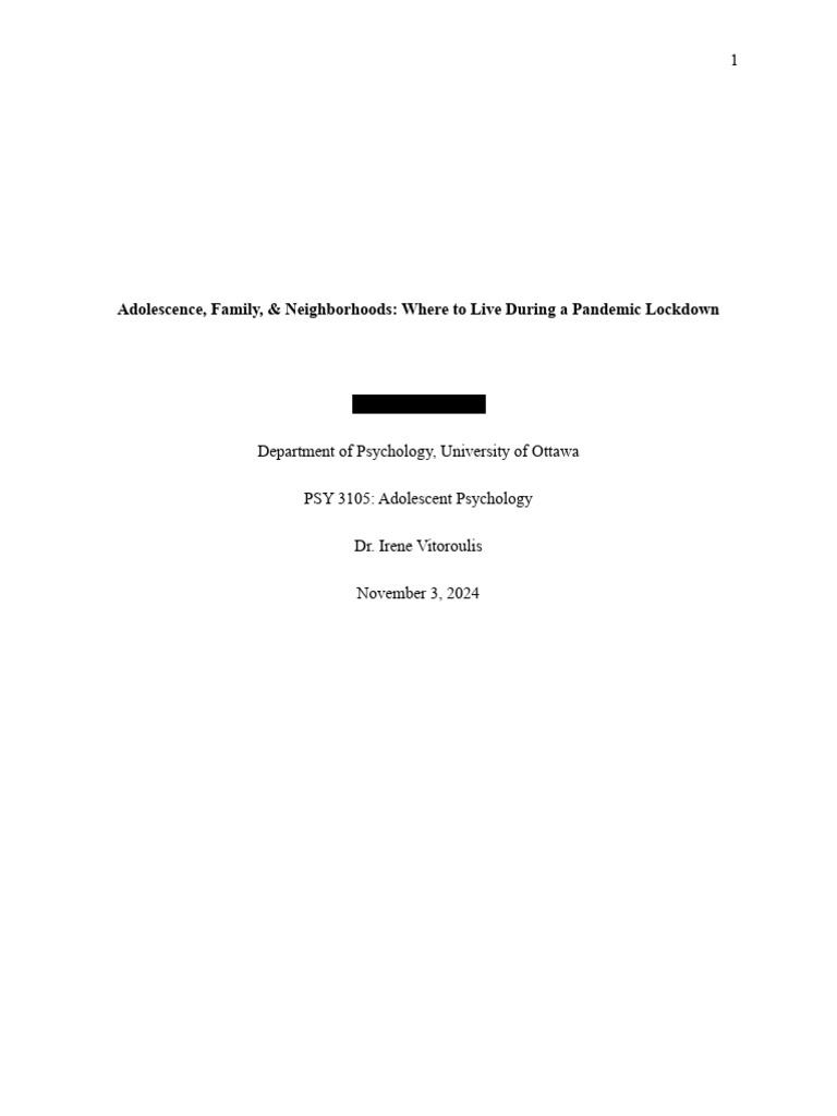 PSY 3105 Main Assignment 1 | PDF | Parenting | Adolescence