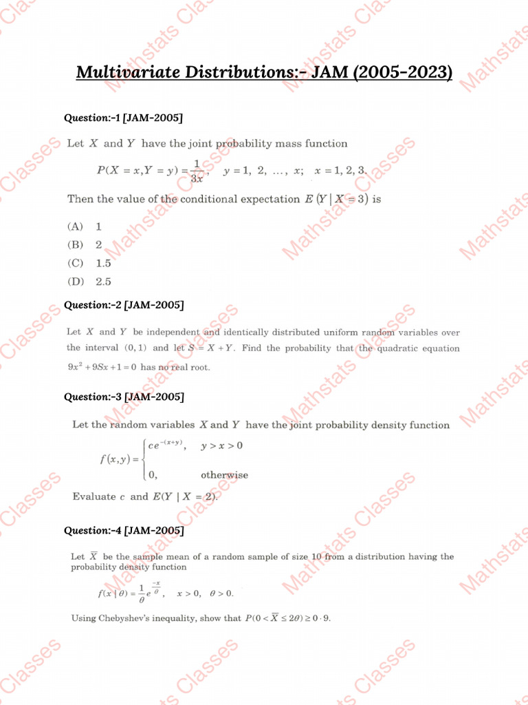 PYQ Multivariate Distribution JAM MS 2005-23 | PDF