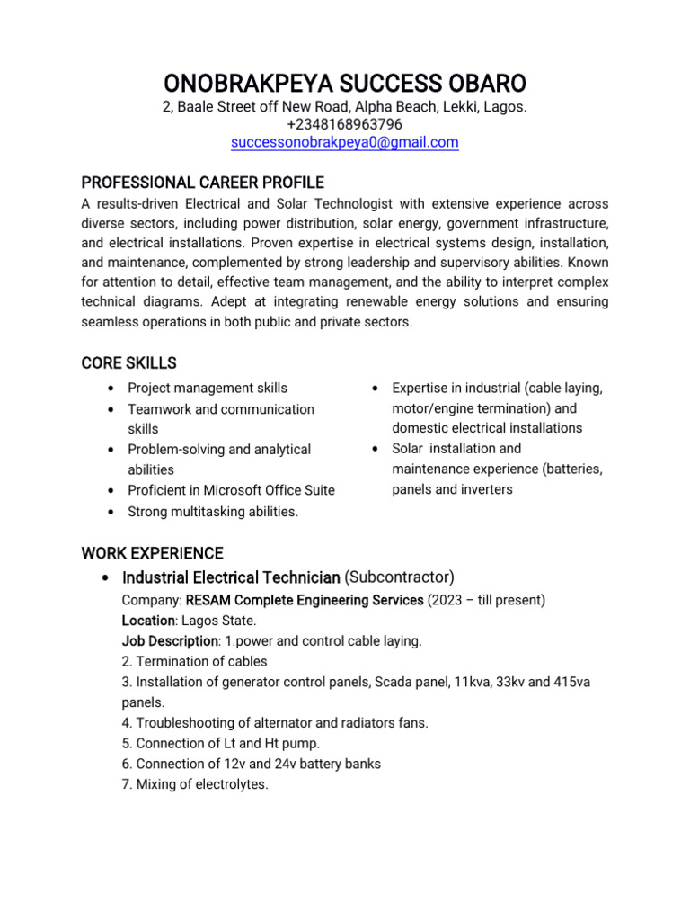 HND SHELL ONOBRAKPEYA - SUCCESS - OBARO1 - CV - 1 Shell - CV - 1 ...