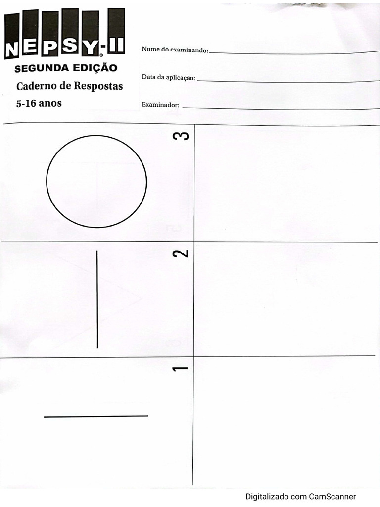 CADERNO DE RESPOSTA NEPSY 5-16 ANOS | PDF