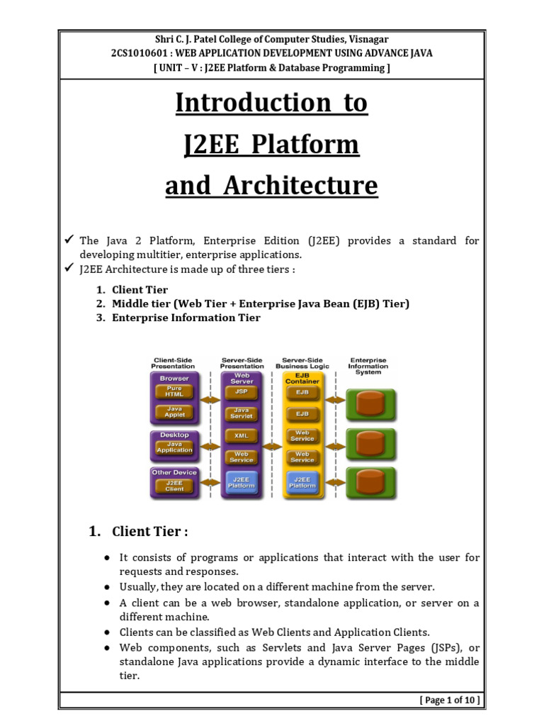 2CS1010601-AdvJava_UNIT-5-J2EE_Database | PDF | Java (Programming Language) | Databases