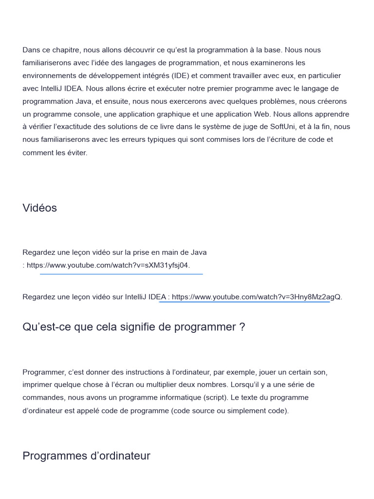 Introduction à la programmation Java | PDF | Programmation informatique ...