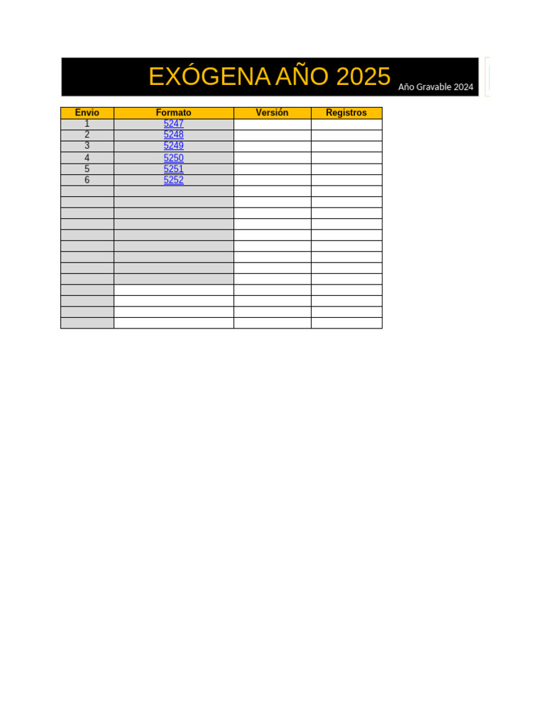 Formatos Exógena 2024 y 2025 en Excel | PDF | Compartir (Finanzas ...
