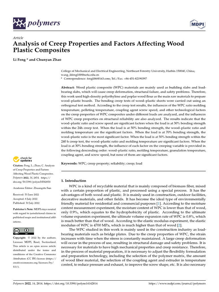 Analysis of Creep Properties and Factors Affecting Wood | PDF | Creep ...
