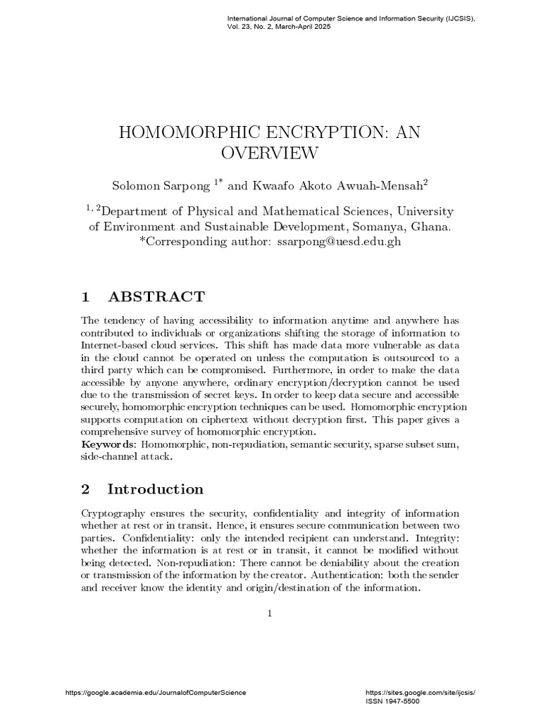 Homomorphic Encryption: An Overview | PDF | Encryption | Cyberwarfare