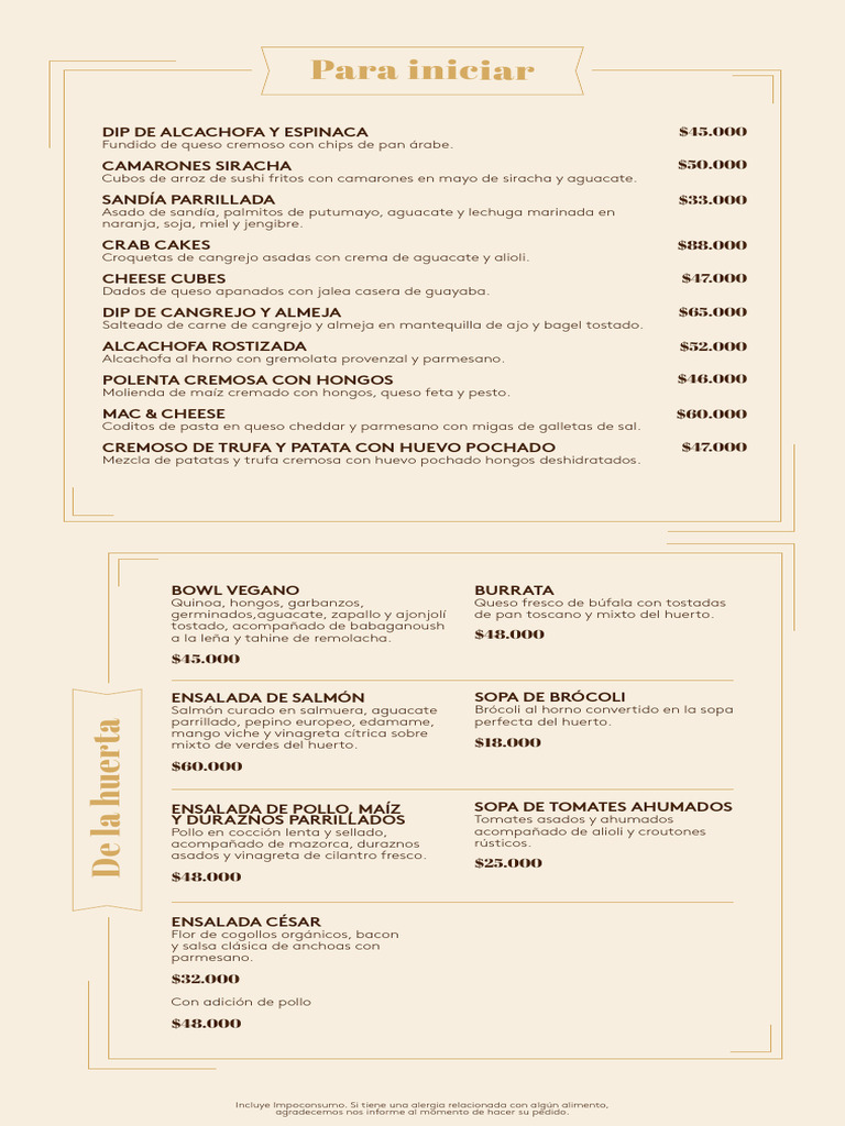Menu 1776 | PDF | ensalada | Tarta de queso
