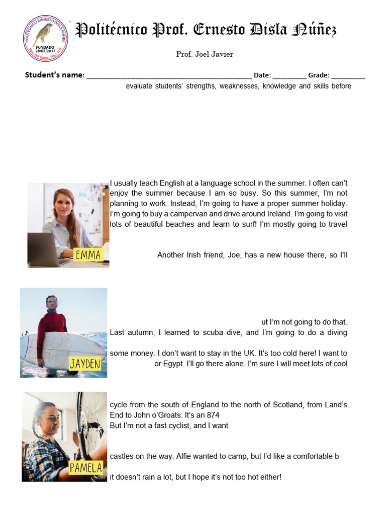 Diagnostic Assessment-Prof. Joel Javier (English-2024-2025) 6th Grade ...