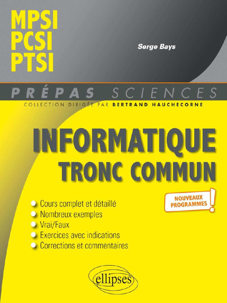 Pdfcoffee.com_ellipses Informatique Tronc Commun Mpsi Pcsi Ptsi Programme 2021 PDF Free (1 ...