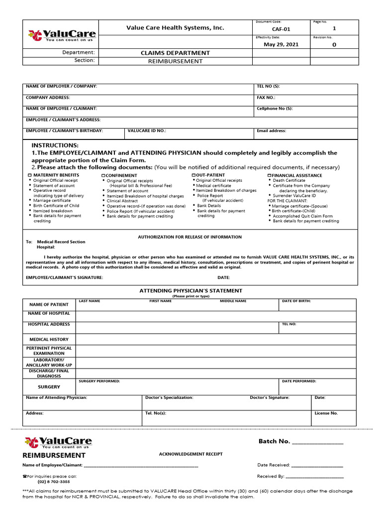 Reimbursement Request Form | PDF | Physician | Hospital