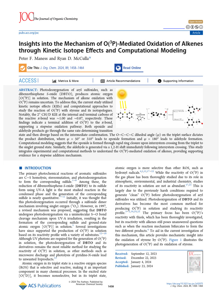 Insights Into The Mechanism of O (3P) - Mediated Oxidation of ...