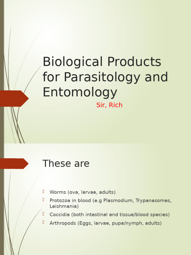 Biologics for Parasitology & Entomology | PDF | Parasitism | Parasitology