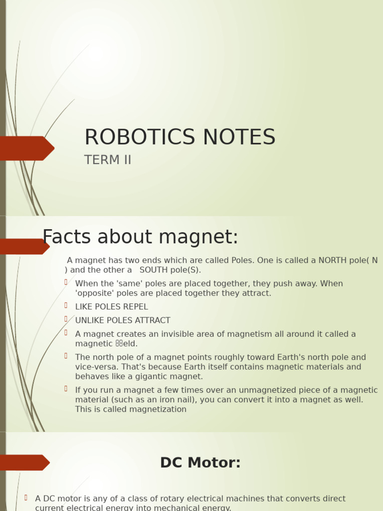 Robotics Notes: Magnetism & Motors | PDF