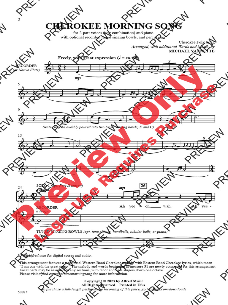 Cherokee Morning Song | PDF | Music Theory | Musical Compositions