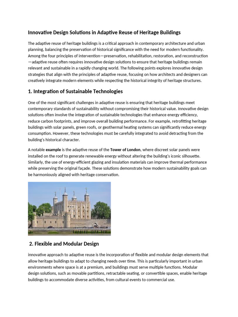Innovative Design Solutions in Adaptive Reuse of Heritage Buildings ...