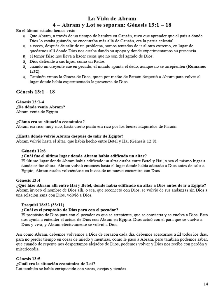 Separación de Abram y Lot en Génesis 13 | PDF | Abrahán | Primera ...