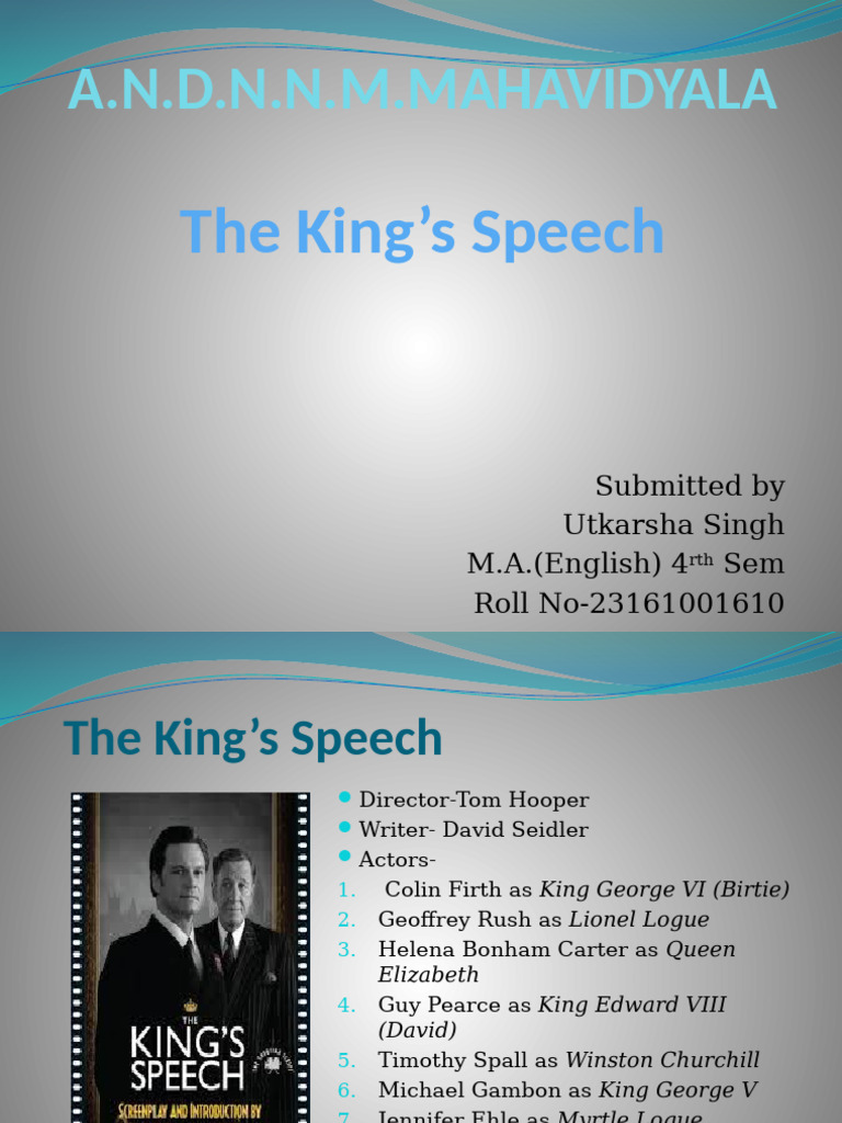 The King's Speech Utkarsha 4th Sem | PDF