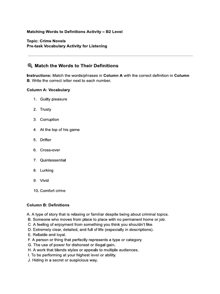 Listening crime pre-task | PDF