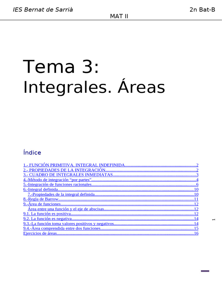 TEMA 3 Integrals (1) | PDF | Integral | Número racional