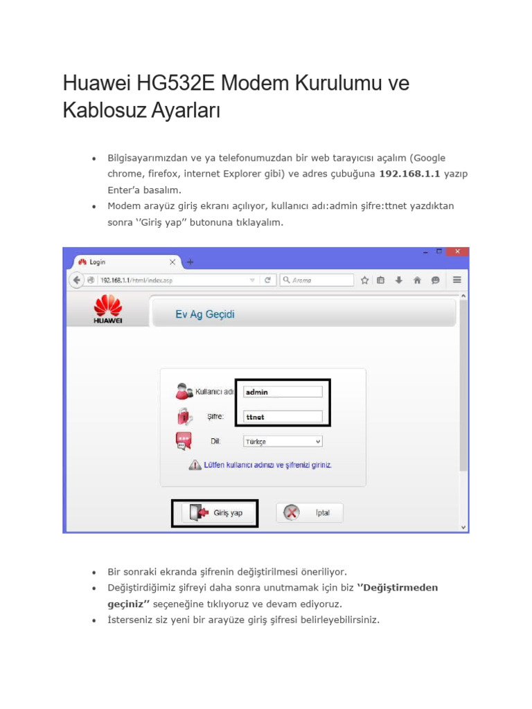 Huawei Hg532e Modem Kurulumu | PDF