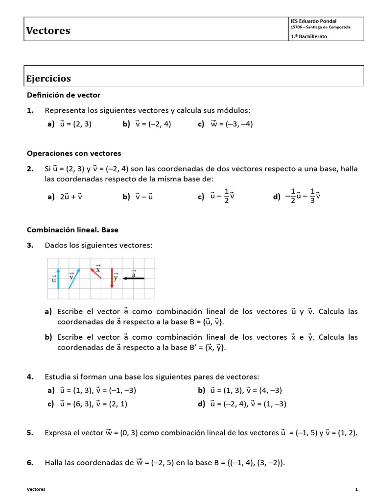 1º BAC_Vectores_ejercicios 2 | PDF | Vector Euclidiano | Ortogonalidad