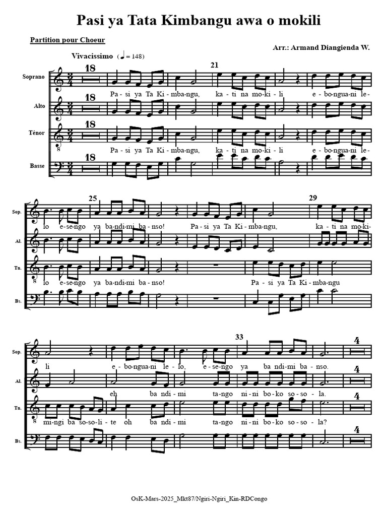 Pasi Ya Tata Kimbangu CHOEUR | PDF